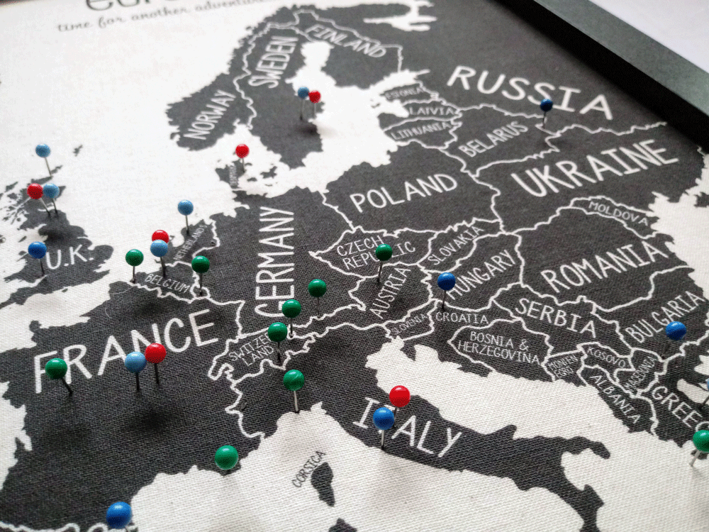 Europe Pushpin Maps – Bee Happy Art